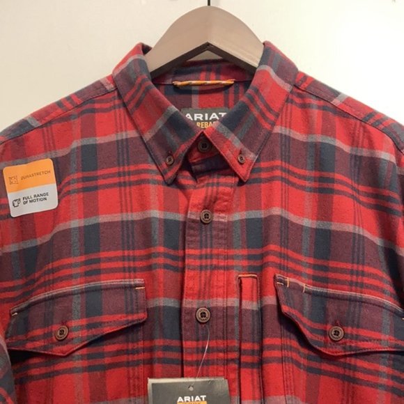 Ariat | Shirts | New Ariat Work Rebar Red Plaid Flannel Work Shirt ...
